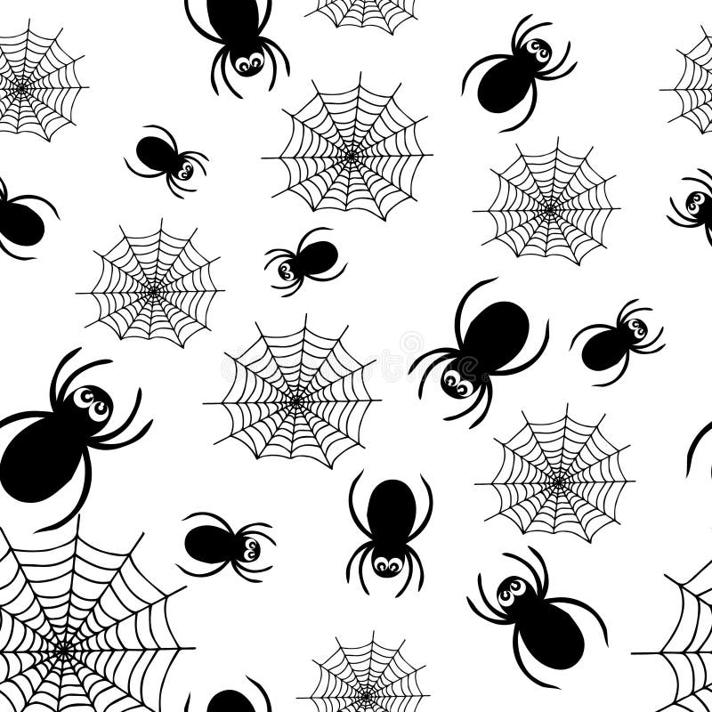 Black Spider and Web Seamless Pattern. Halloween Stock Vector ...