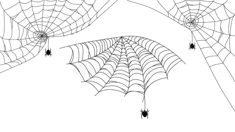 Black Spider and Web Set. Scary Spiderweb of Halloween . Vector ... Black Spider and Web Set. Scary Spiderweb of Halloween . Vector ...