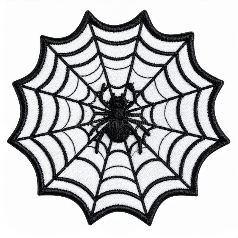 Black Spider on White Spiderweb Patch Design Stock Illustration ...