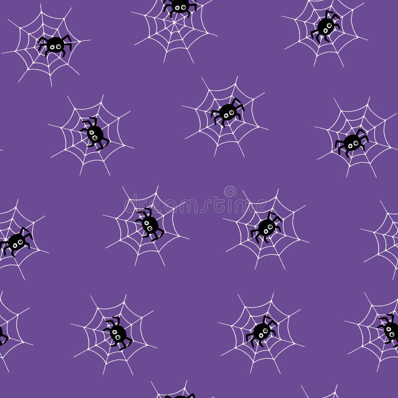 Black Spiders on a Web Seamless Pattern Stock Vector - Illustration of ...