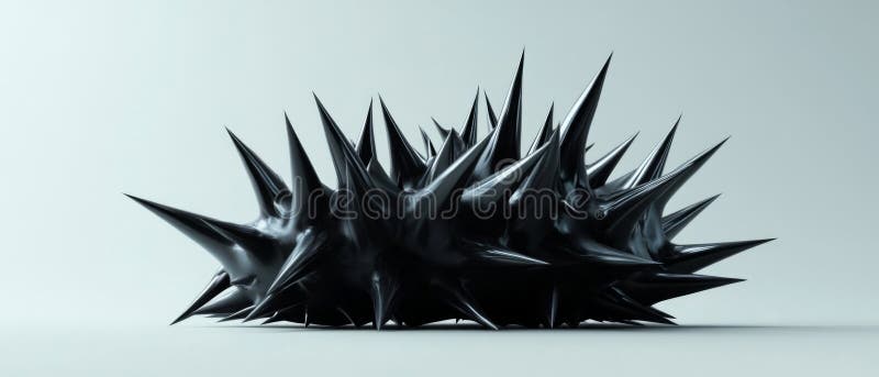 Black Spiky Abstract Sculpture with Sharp Points Stock Illustration ...