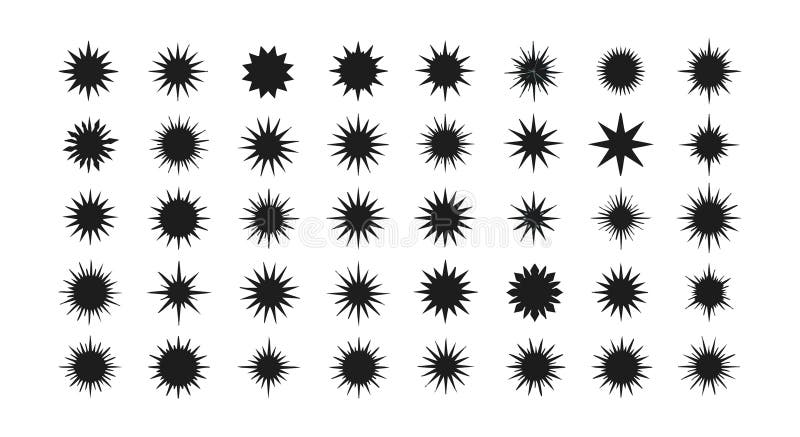 Black Spiky Starburst Vector Set with Various Sharp Pointed Shapes for ...