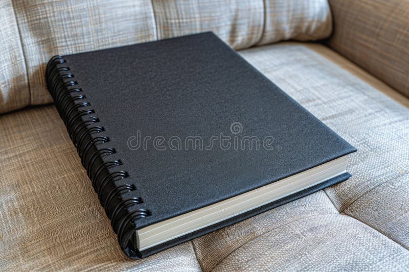 Black Spiral-bound Notebook Placed on Textured Sofa, Perfect for ...