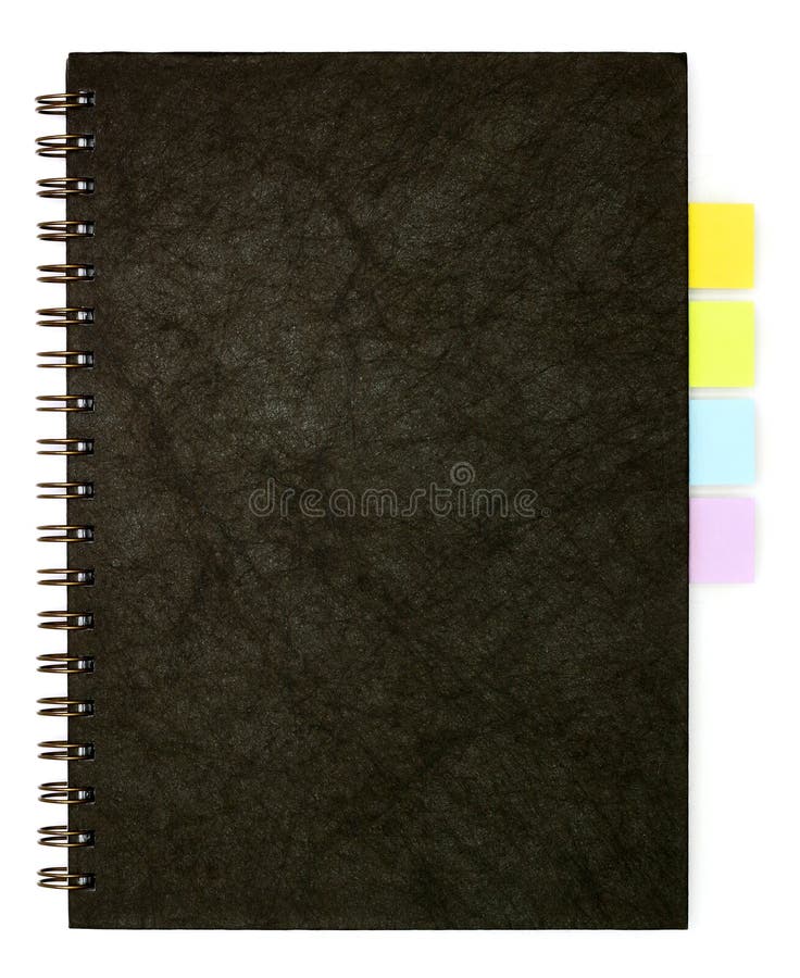 Black Spiral Note Book and Post it Stock Image - Image of notebook ...
