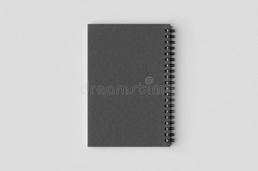 Black Spiral Notebook Mockup, Backside Stock Image - Image of paper ...
