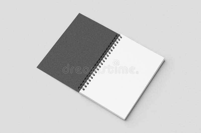 Black Spiral Notebook Mockup with Blank White Inside Stock Photo ...