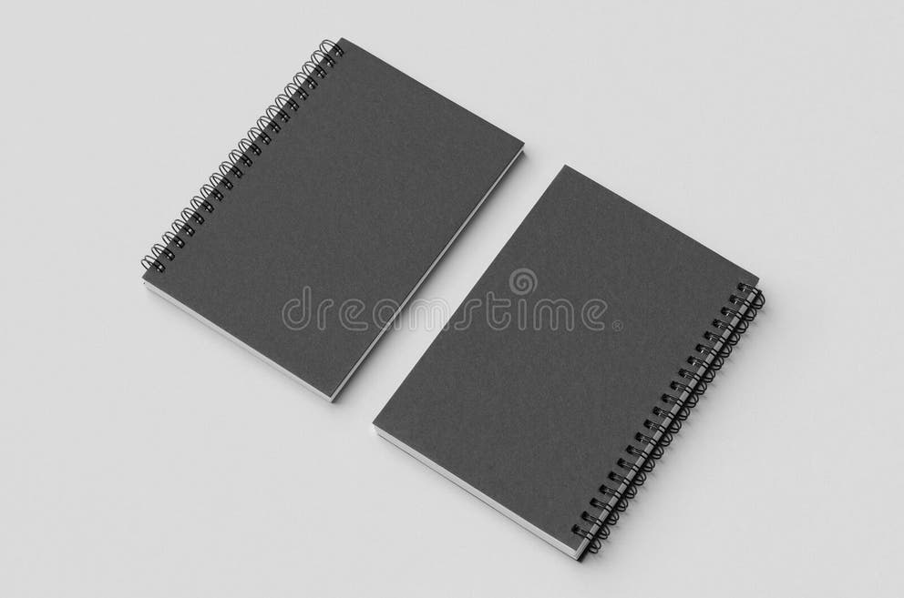 Black Spiral Notebook Mockup, Cover and Backside Stock Image - Image of ...