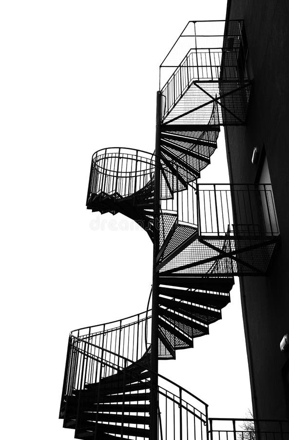 Black spiral staircase. stock image. Image of urban, white - 39517955
