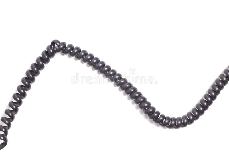 Black Spiral Telephone Cord Isolated on White Background Stock Image ...