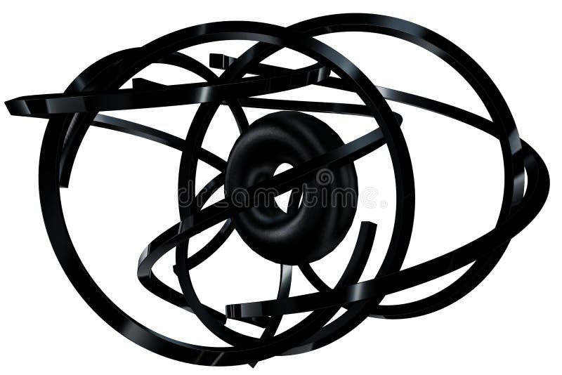 Black Splines and Ring in Abstract Design. 3D Render Stock Illustration ...
