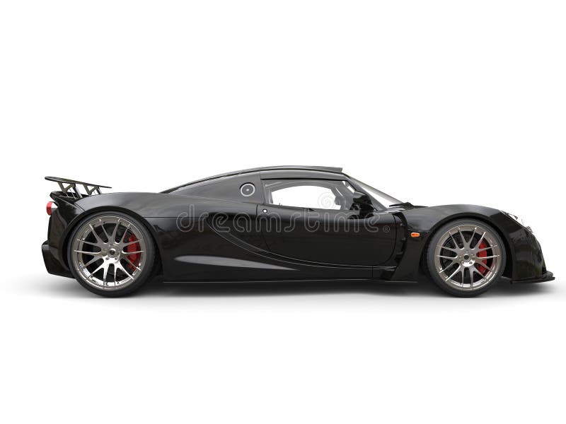 Black Sports Supercar - Side View Stock Illustration - Illustration of ...