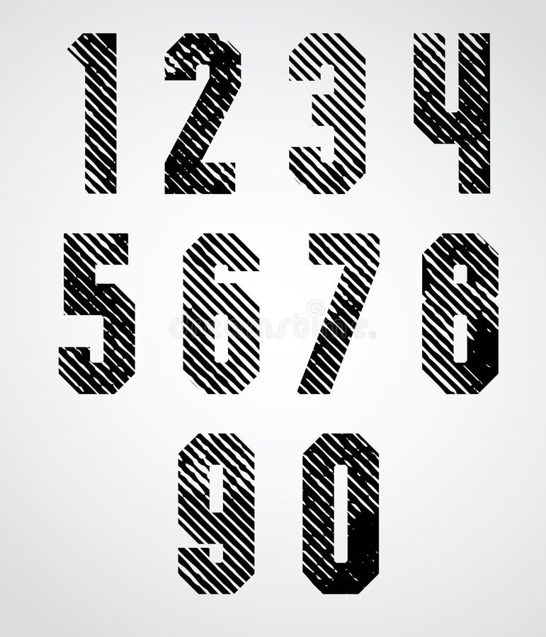 Black Spotted Numbers with Diagonal Lines on White Background. Stock ...