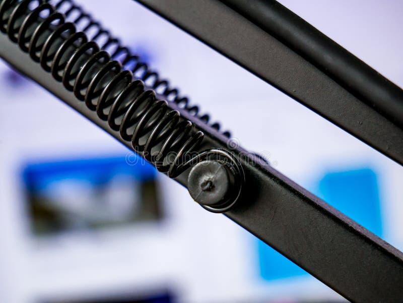 Black Spring on Metal Construction Stock Image - Image of industry ...