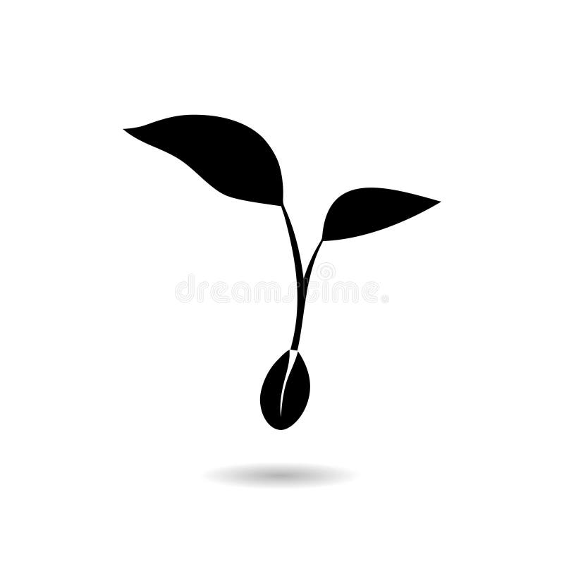 Black Sprout Icon with Shadow Stock Vector - Illustration of ...