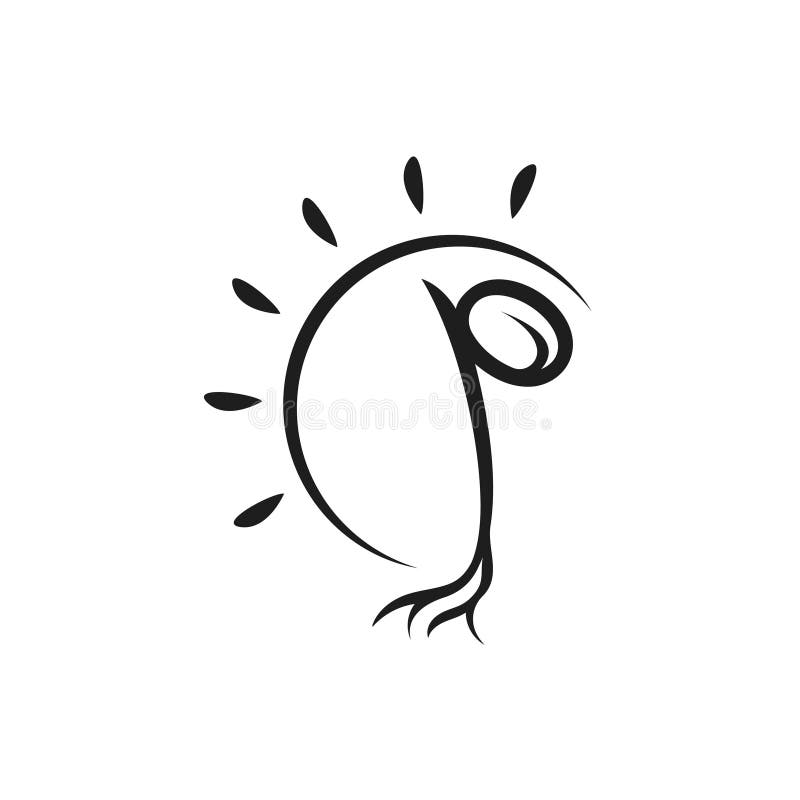 Black Sprout and Sun is a Plant Seed Vector Concept Logo Design Stock ...