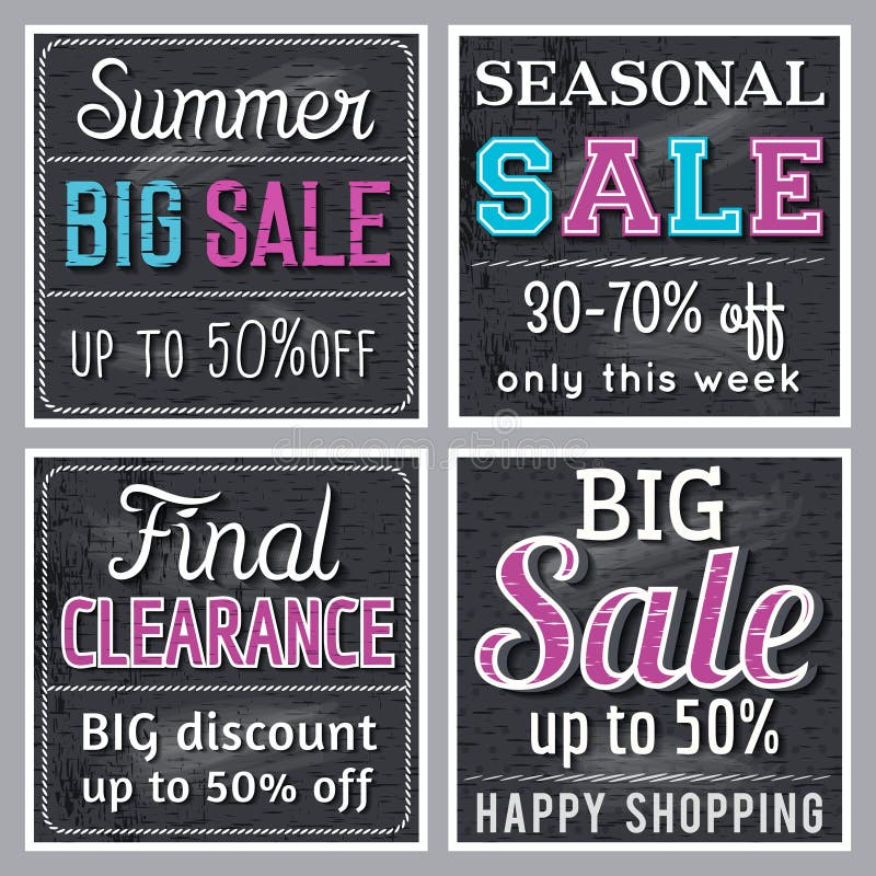 Black Square Banners with Sale Offer, Vector Stock Vector ...