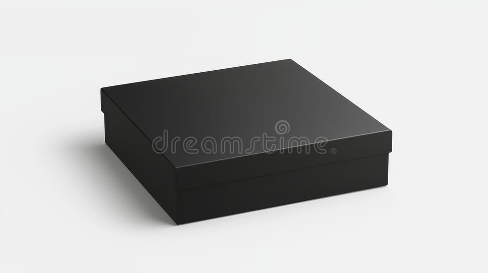 Black Square Box Positioned on Pristine White Surface, Presenting Clean ...