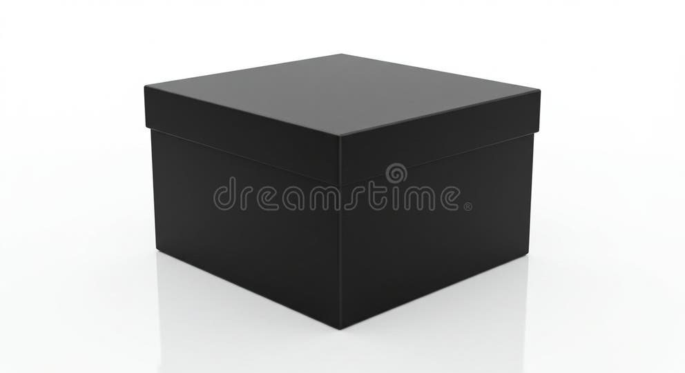 Black Square Box with a Smooth Surface, Featuring a Separate Lid ...