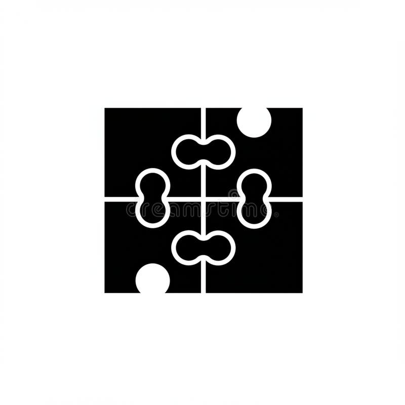 A Black Square Composed of Four Interlocking Puzzle Pieces Featuring ...