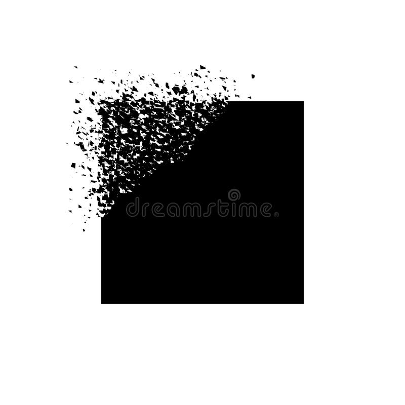 Abstract Disintegrating Black Square on White Background Stock Vector ...