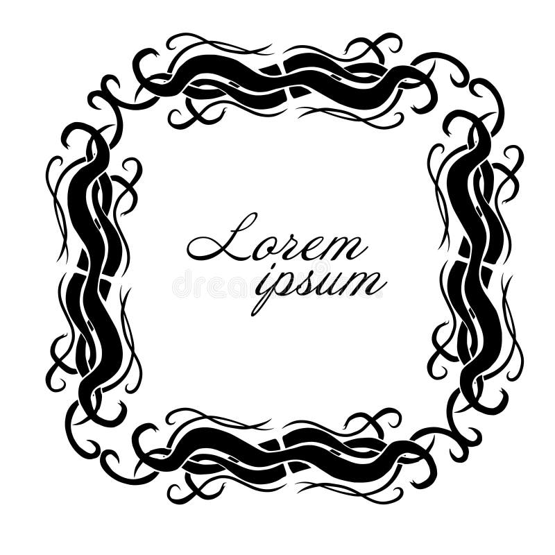 Black Square Frame Curls. Vector Illustration Stock Illustration ...