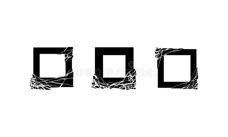 Black Square, Frame Explode, Shatter Shapes. Border Broken, Vector ...