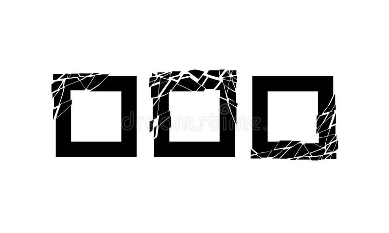 Black Square, Frame Explode, Shatter Shapes. Border Broken, Vector ...