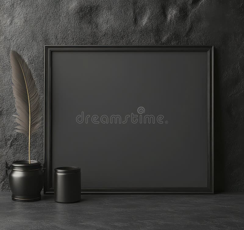 Black Square Frame Mockup Dark Background, Minimalist Decor Stock ...