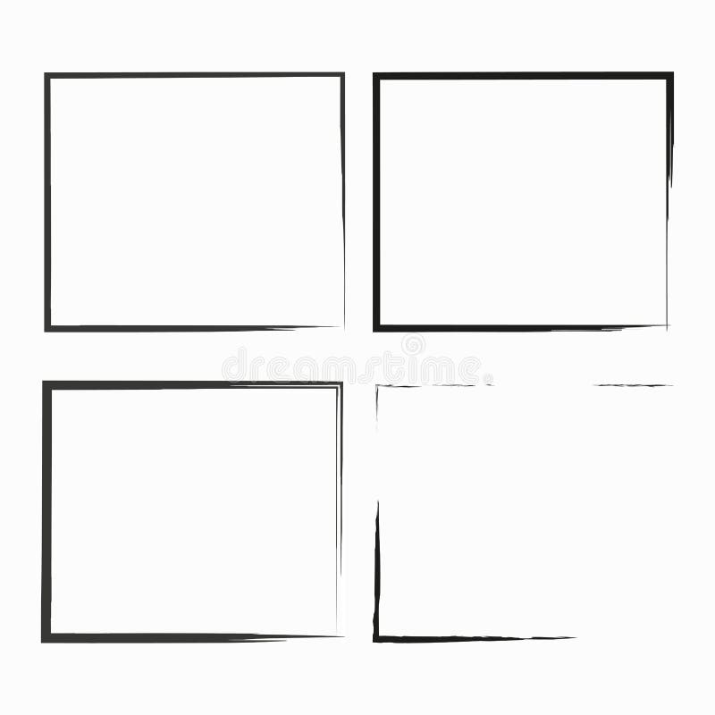 Black Square Frames Set. Grunge Silhouette Art. Abstract Modern. Line ...