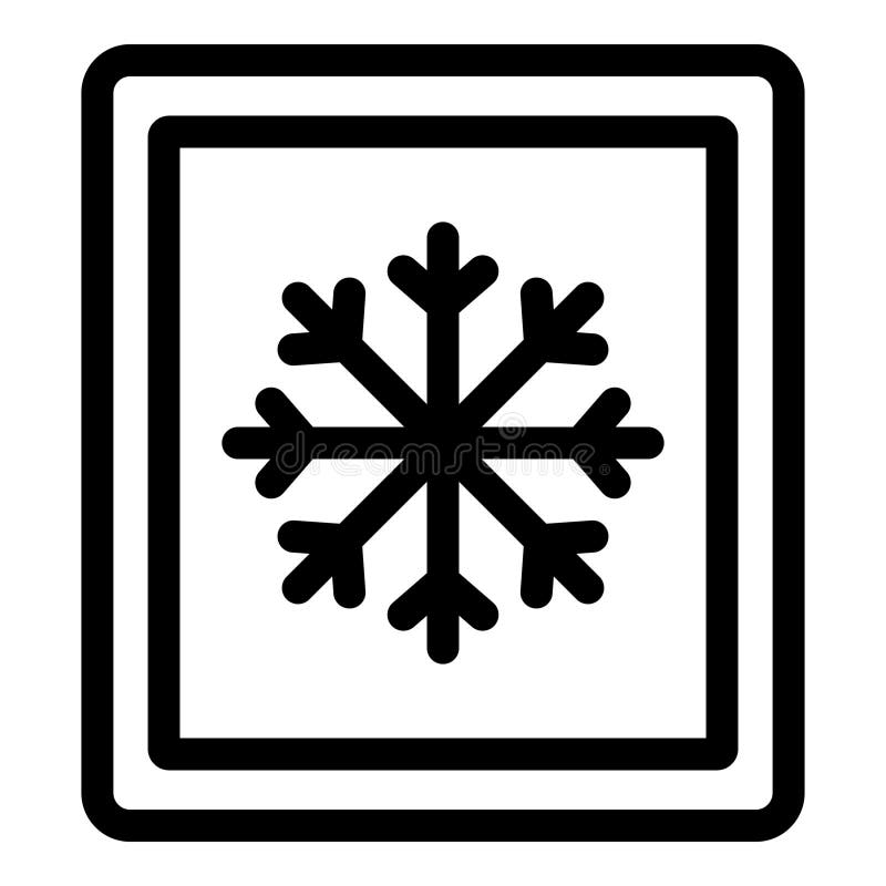 Black Square Freezer Icon with Snowflake Showing Freezing Temperature ...