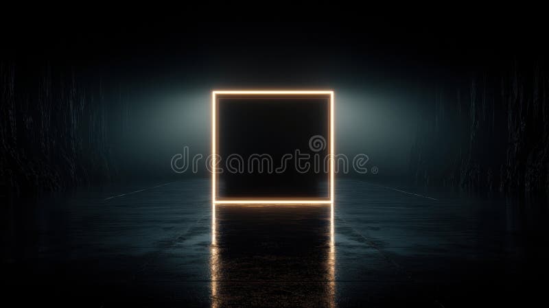 A Black Square with a Glowing Orange Border. Stock Photo - Image of ...