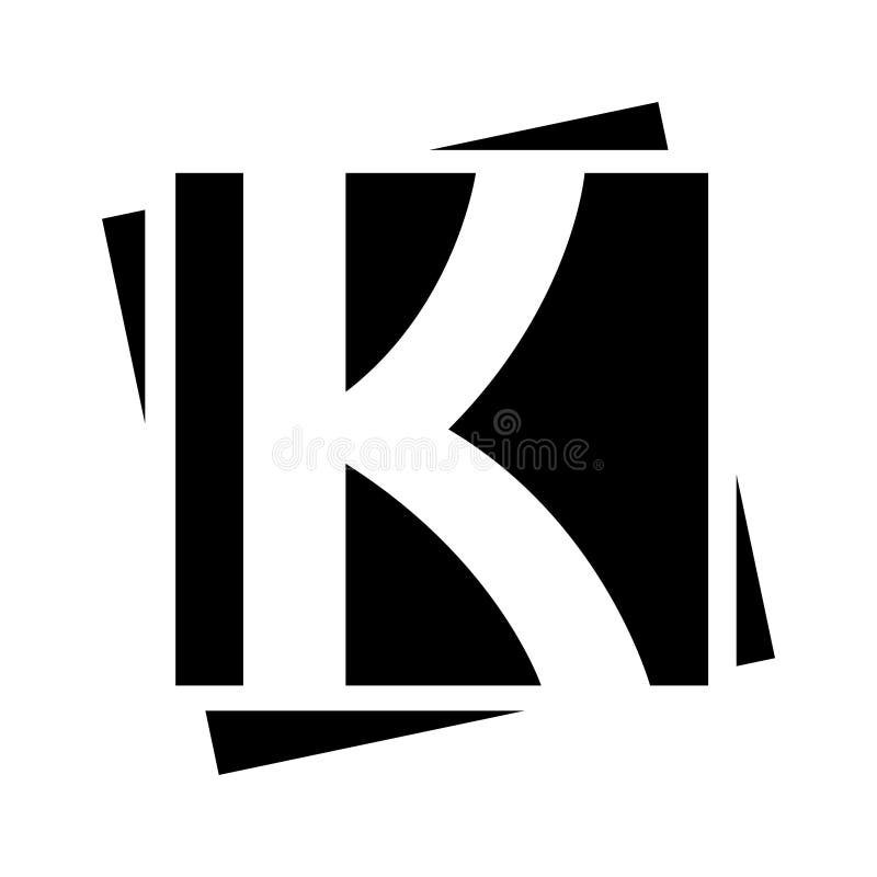 Black Square Letter K Icon stock vector. Illustration of curve - 285000171