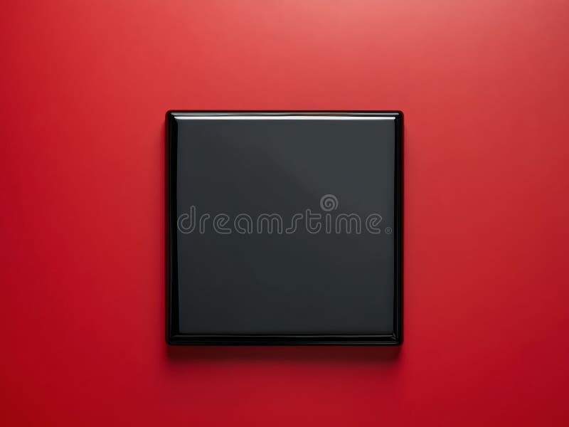 Black Square Object on Vibrant Red Background for Dynamic Visuals Stock ...