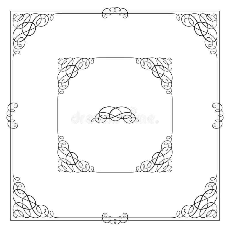 Black Square Ornate Borders with Vignette Corners Stock Vector ...