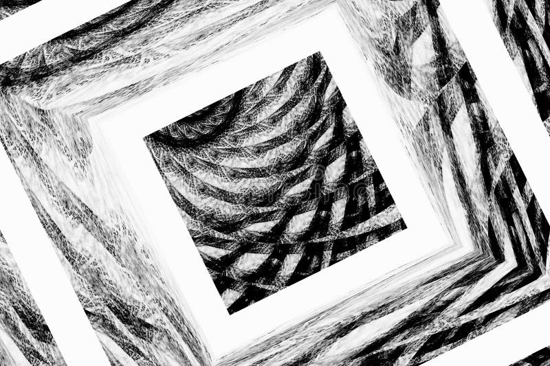 Black Square Pattern of Crooked Waves on a White Background. Stock ...