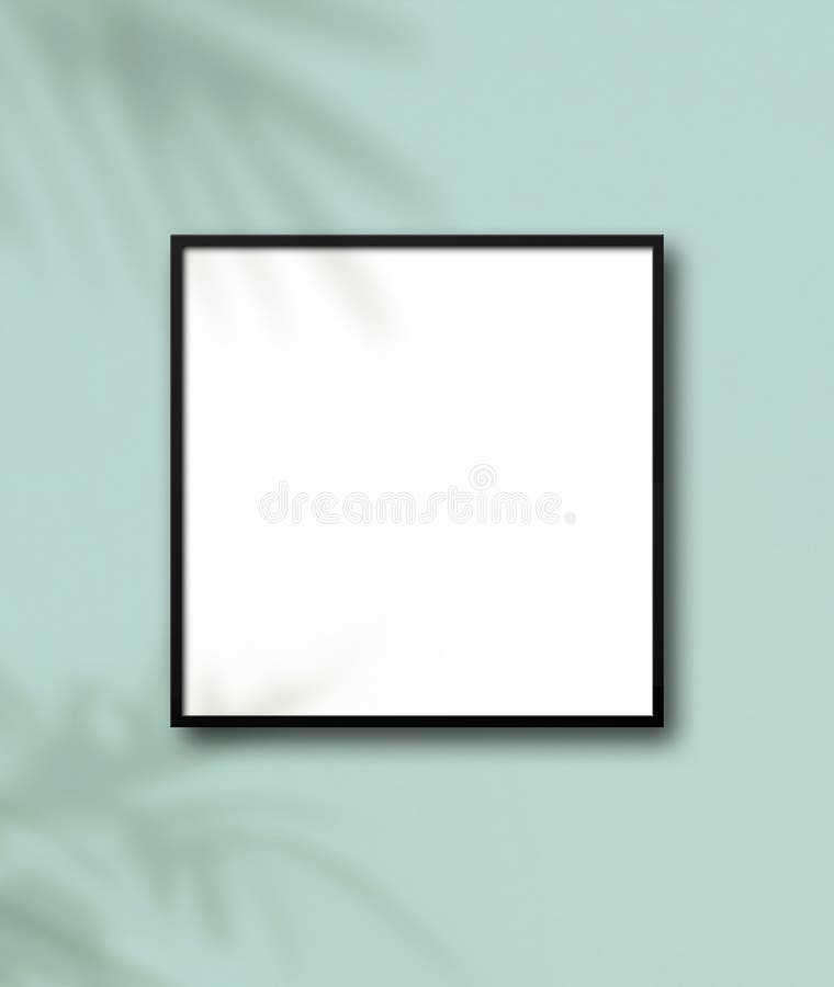Black Square Picture Frame Hanging on a Light Blue Wall Stock ...