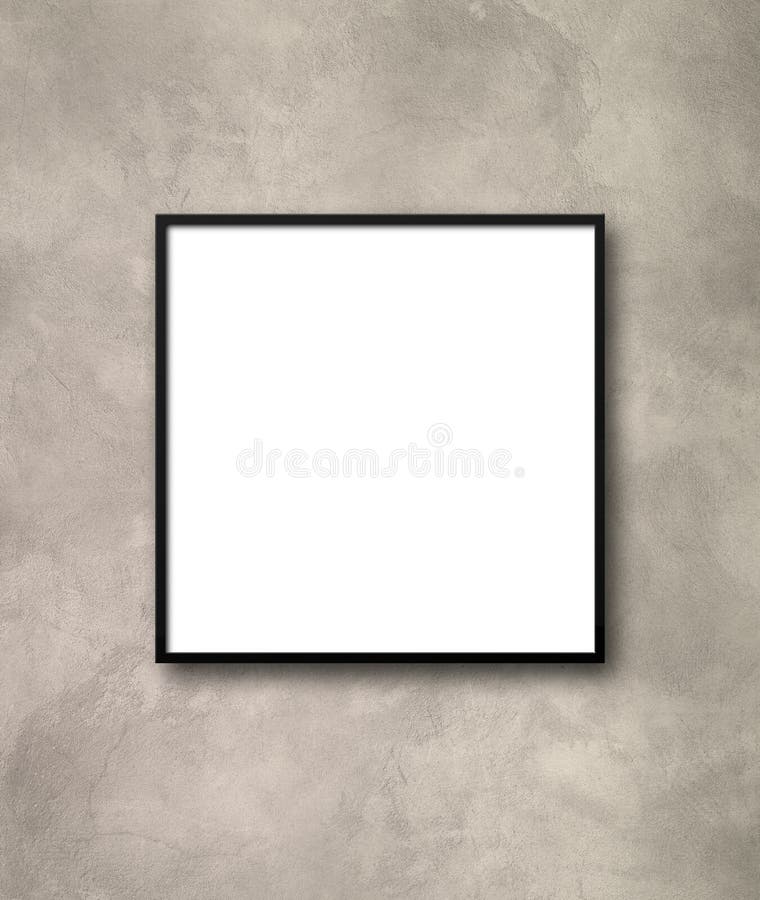 Black Square Picture Frame Hanging on a Light Concrete Wall Stock ...