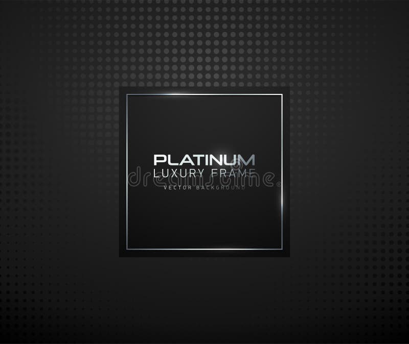 Black Square with Platinum Thin Frame Luxury Banner. Silver Text on ...