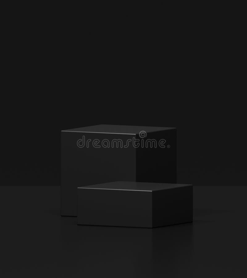 Black Square Podium for Placing Products 3D Background Stock ...