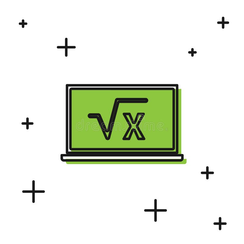 Black Square Root of X Glyph on Chalkboard Icon Isolated on White ...