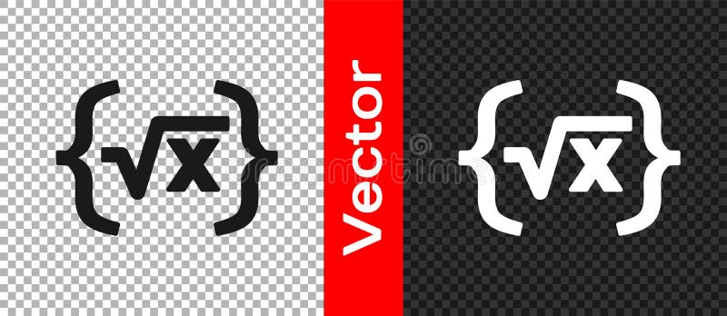 Black Square Root of X Glyph Icon Isolated on Transparent Background ...