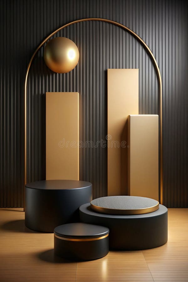 Black Square and Round Podiums for Product Display Stock Illustration ...