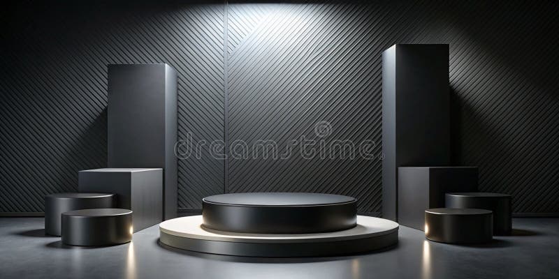 Black Square and Round Podiums for Product Display Stock Illustration ...