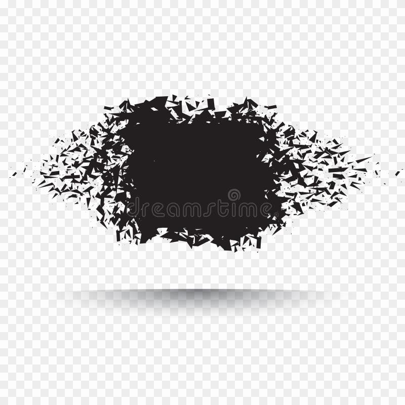Black Square Stone with Debris Isolated. Abstract Black Explosion ...