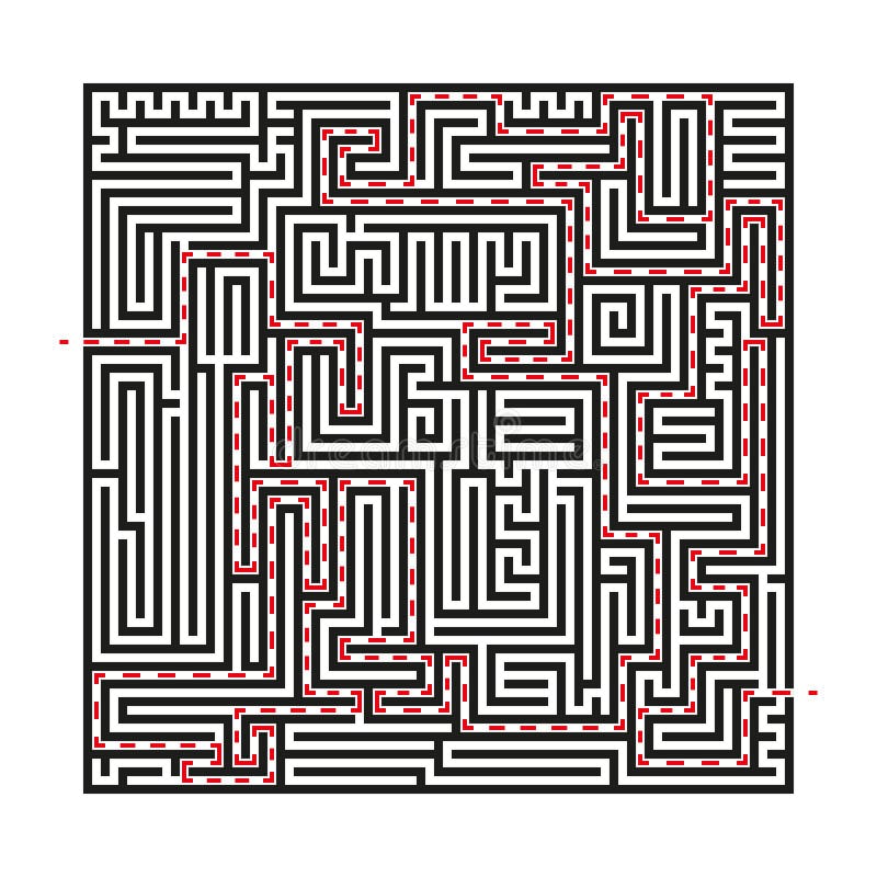 Black Square Vector Maze Isolated on White Background. Hard Labyrinth ... Black Square Vector Maze Isolated on White Background. Hard Labyrinth ...
