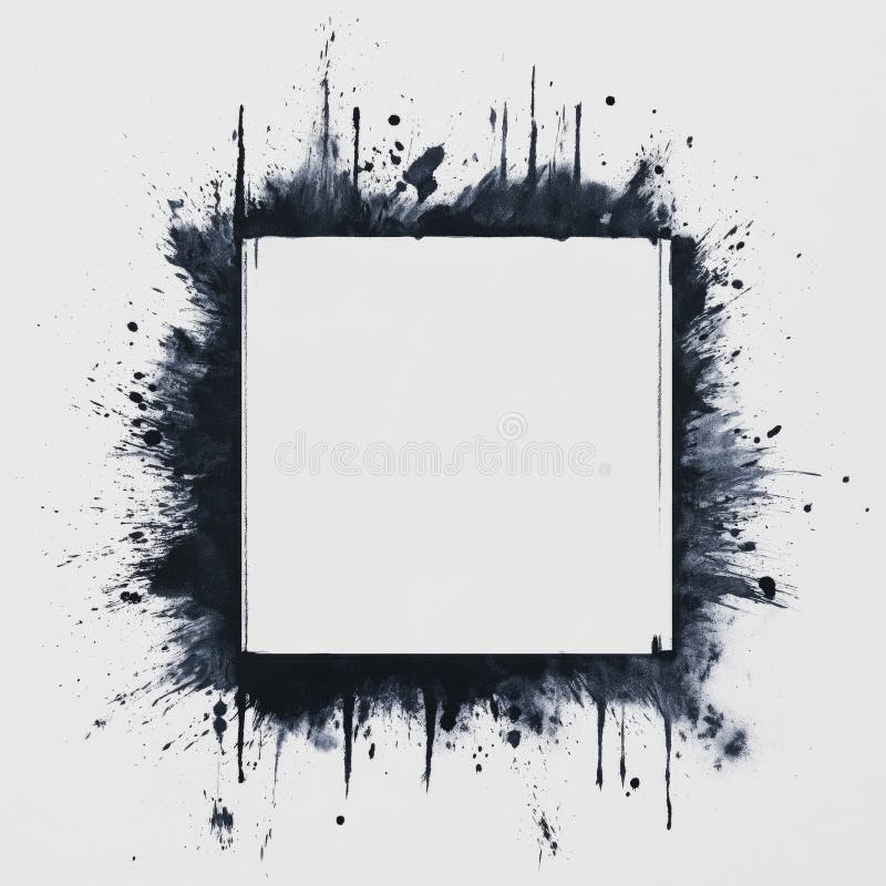 A Black Square Watercolor Stroke on White Background. Brush Stroke ...