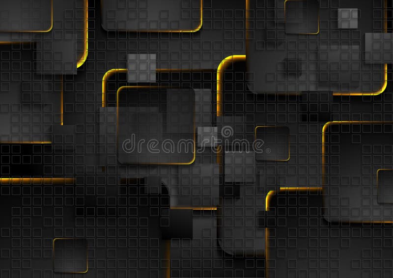 Black Squares Background with Glowing Fiery Lights Stock Vector ...