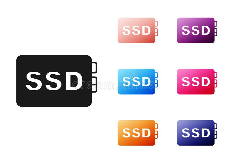 Black SSD Card Icon Isolated on White Background. Solid State Drive ...