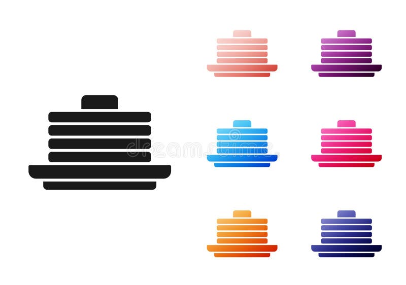 Black Stack of Pancakes Icon Isolated on White Background. Baking with ...