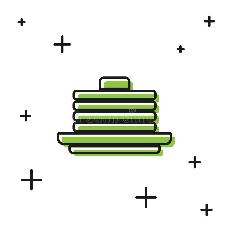 Black Stack of Pancakes Icon Isolated on White Background. Baking with ...
